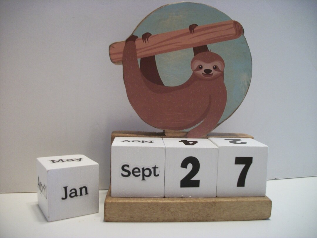 Sloth Calendar Perpetual Wood Block Calendar - Etsy