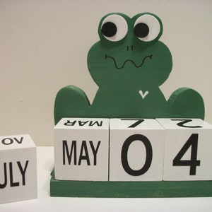 Frog Calendar Perpetual Wood Block Green - Etsy