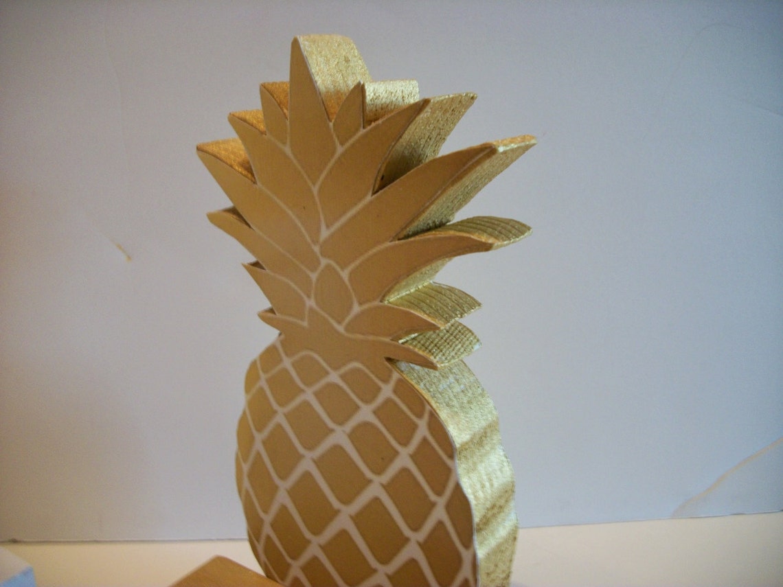 Pineapple Calendar Perpetual Wood Block Gold Pineapple Themed - Etsy