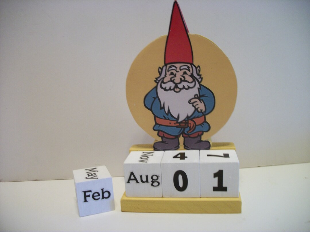 Gnome Calendar Perpetual Wood Block Calendar Gnome Decor - Etsy