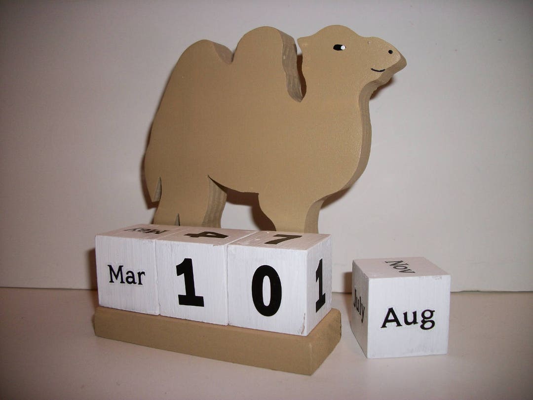 Camel Calendar Perpetual Wood Block Camel Decor - Etsy
