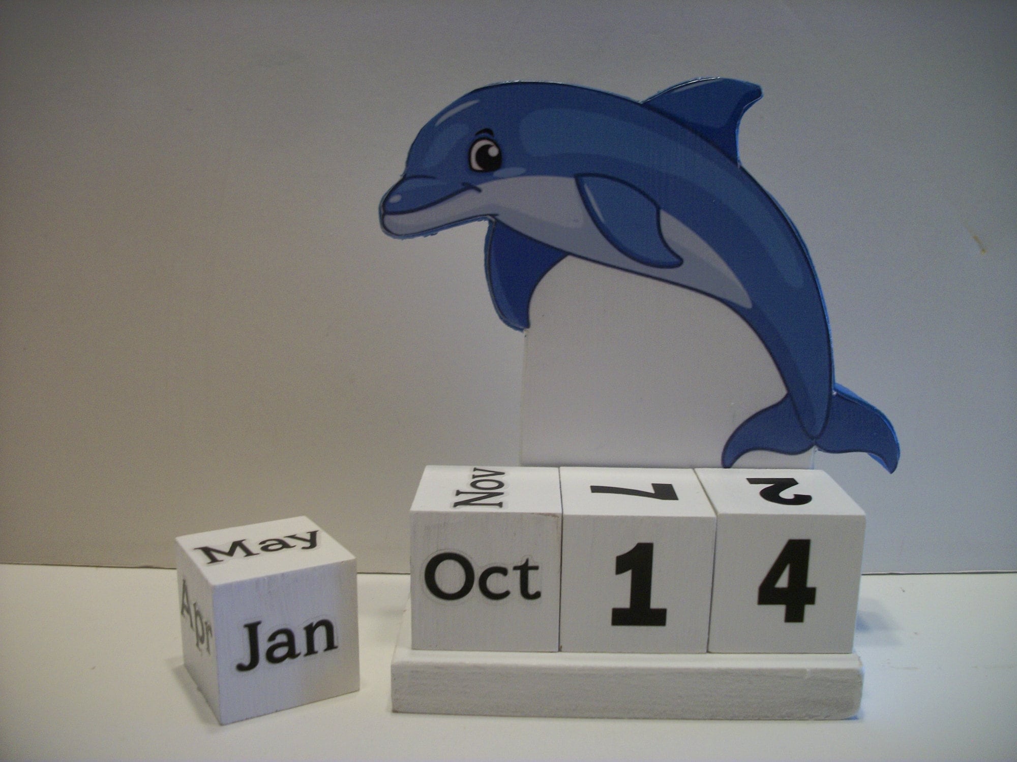 Dolphin Calendar Perpetual Wood Block Dolphin Decor | Etsy