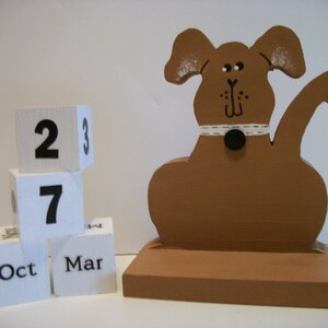 Dog Calendar Perpetual Wood Block Brown - Etsy
