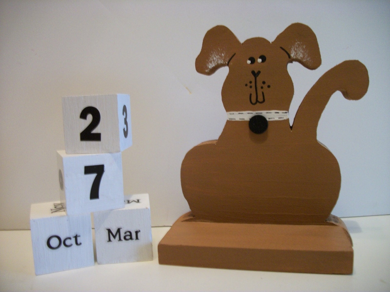 Dog Calendar Perpetual Wood Block Brown - Etsy