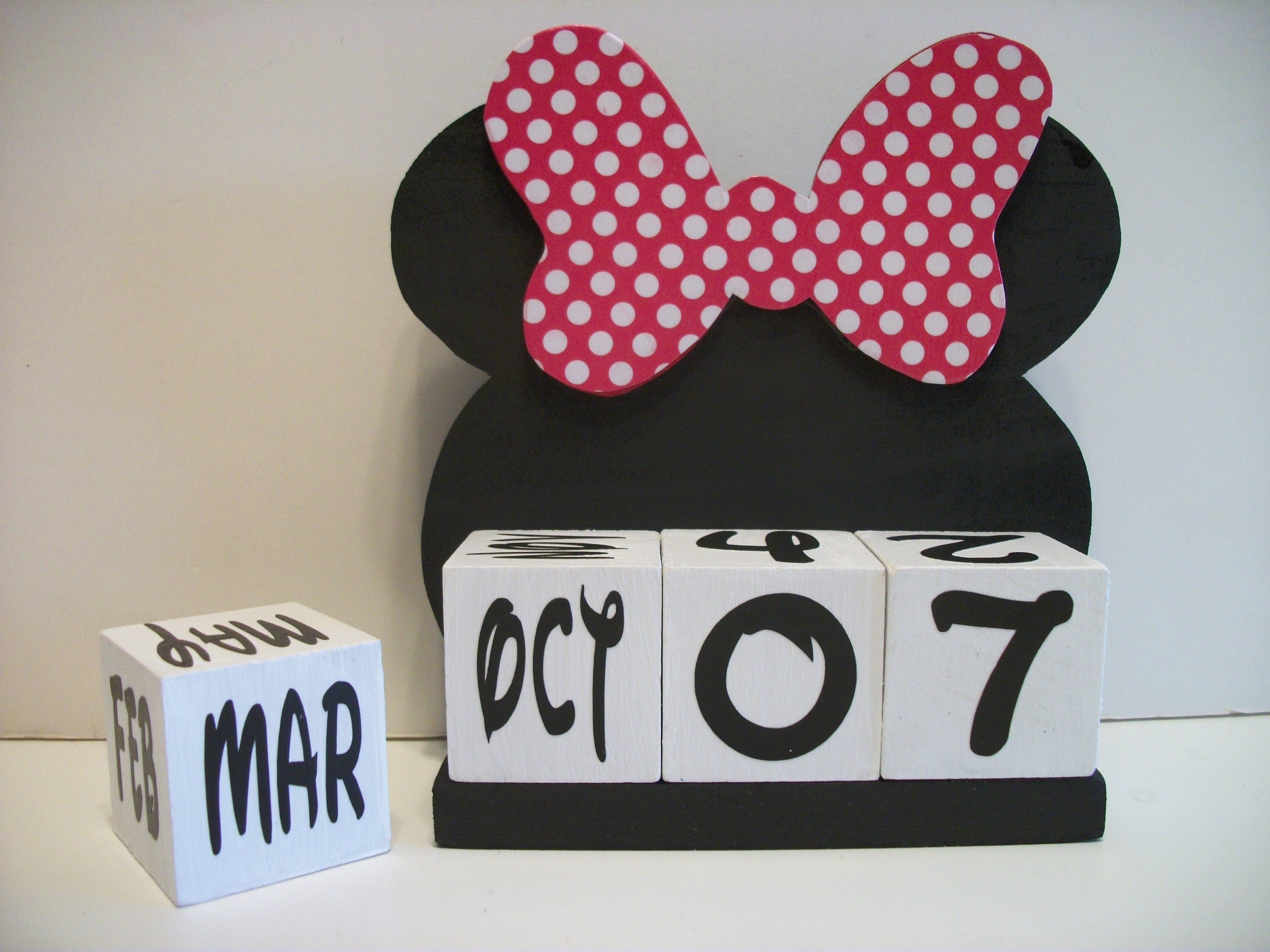 Minnie Mouse Inspired Calendar Perpetual Wood Block Minnie | Etsy