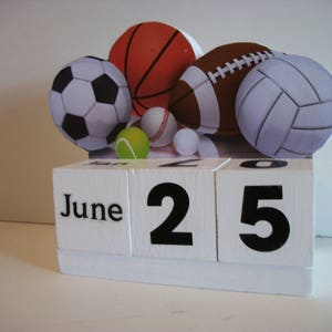 Multi Sports Calendar Perpetual Wood Block Calendar Football Baseball ...