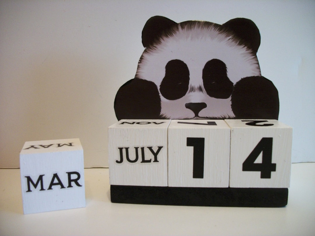 Panda Bear Calendar Perpetual Wood Block Calendar - Etsy