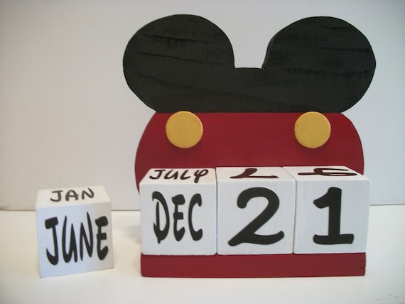 Mickey Mouse Inspired Calendar Perpetual Wood Block Mickey - Etsy
