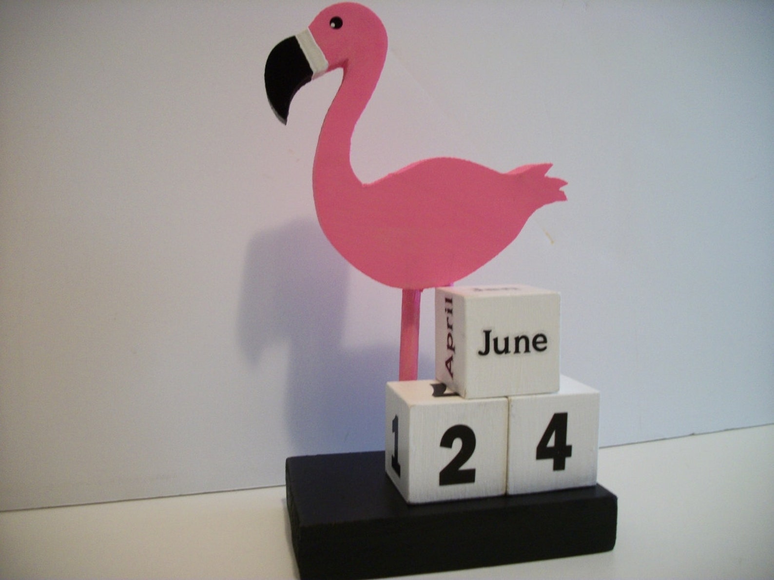 Pink Flamingo Calendar Perpetual Wood Block Pink Flamingo | Etsy