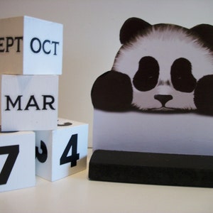 Panda Bear Calendar Perpetual Wood Block Calendar - Etsy