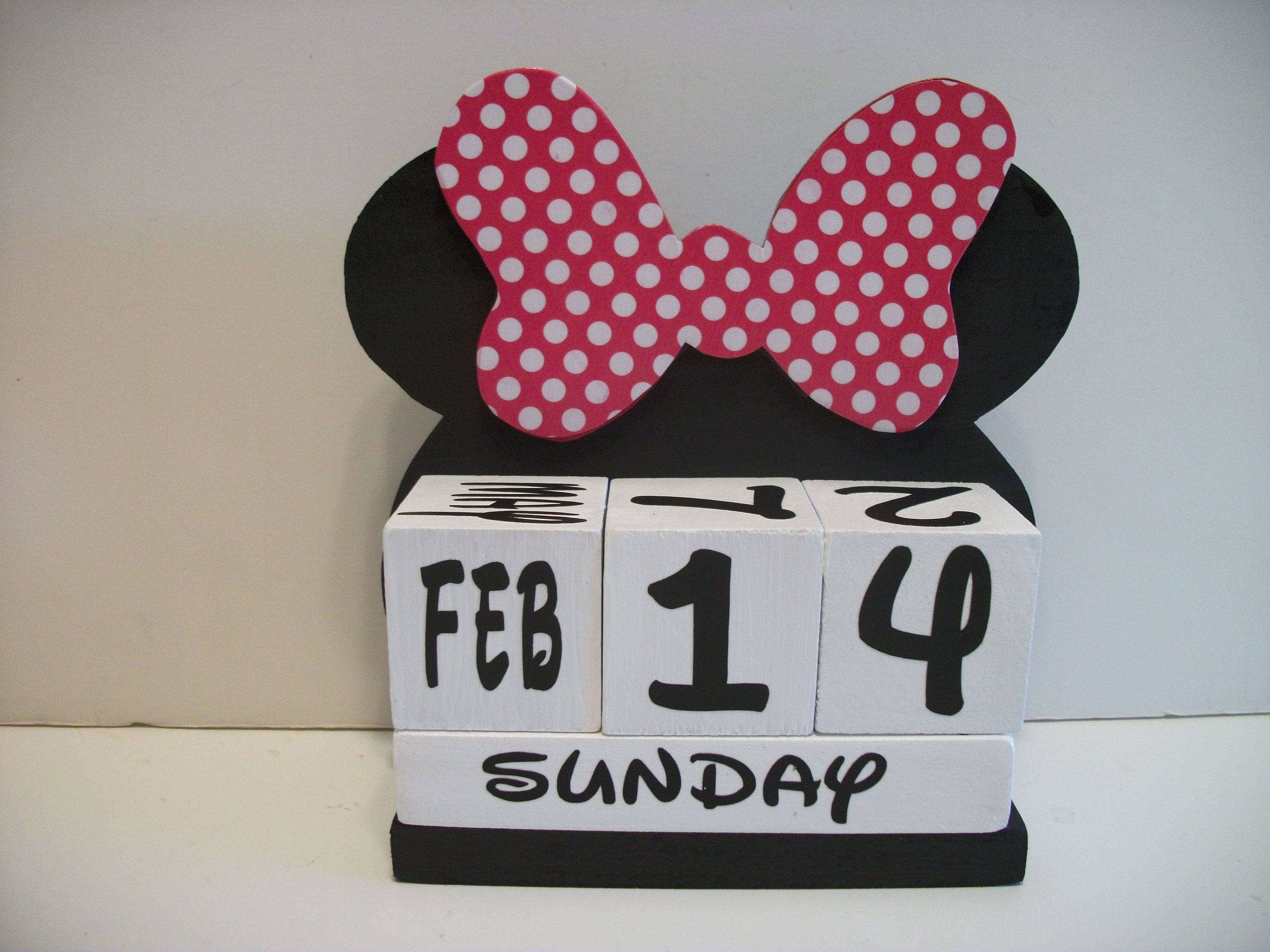 Minnie Mouse Inspired Calendar Perpetual Wood Block Minnie | Etsy
