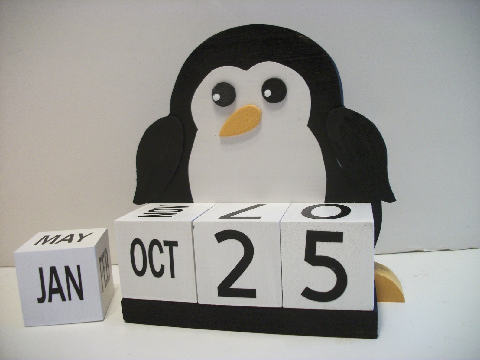 Penguin Calendar Perpetual Wood Block Penguin Decor Black - Etsy