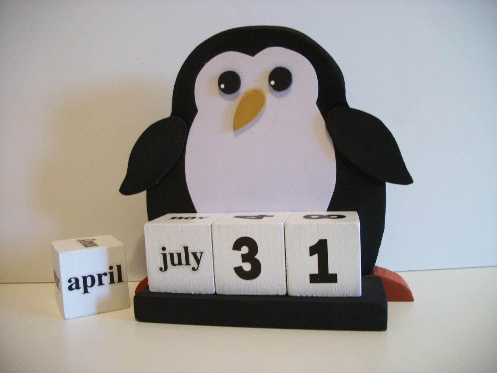 Penguin Calendar Perpetual Wood Block Penguin Decor Black - Etsy