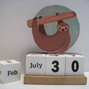 Sloth Calendar Perpetual Wood Block Calendar - Etsy