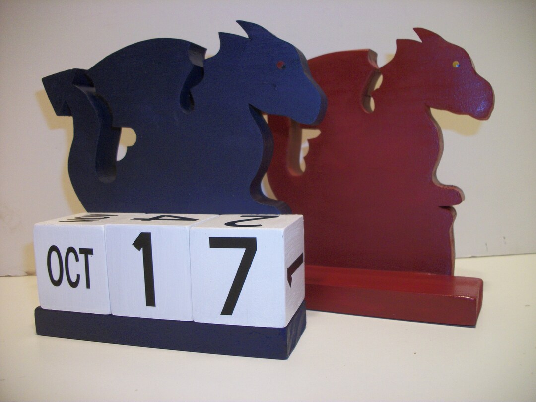 Purple Dragon Perpetual Calendar Wood Block Red or Dark Purple Dragon ...