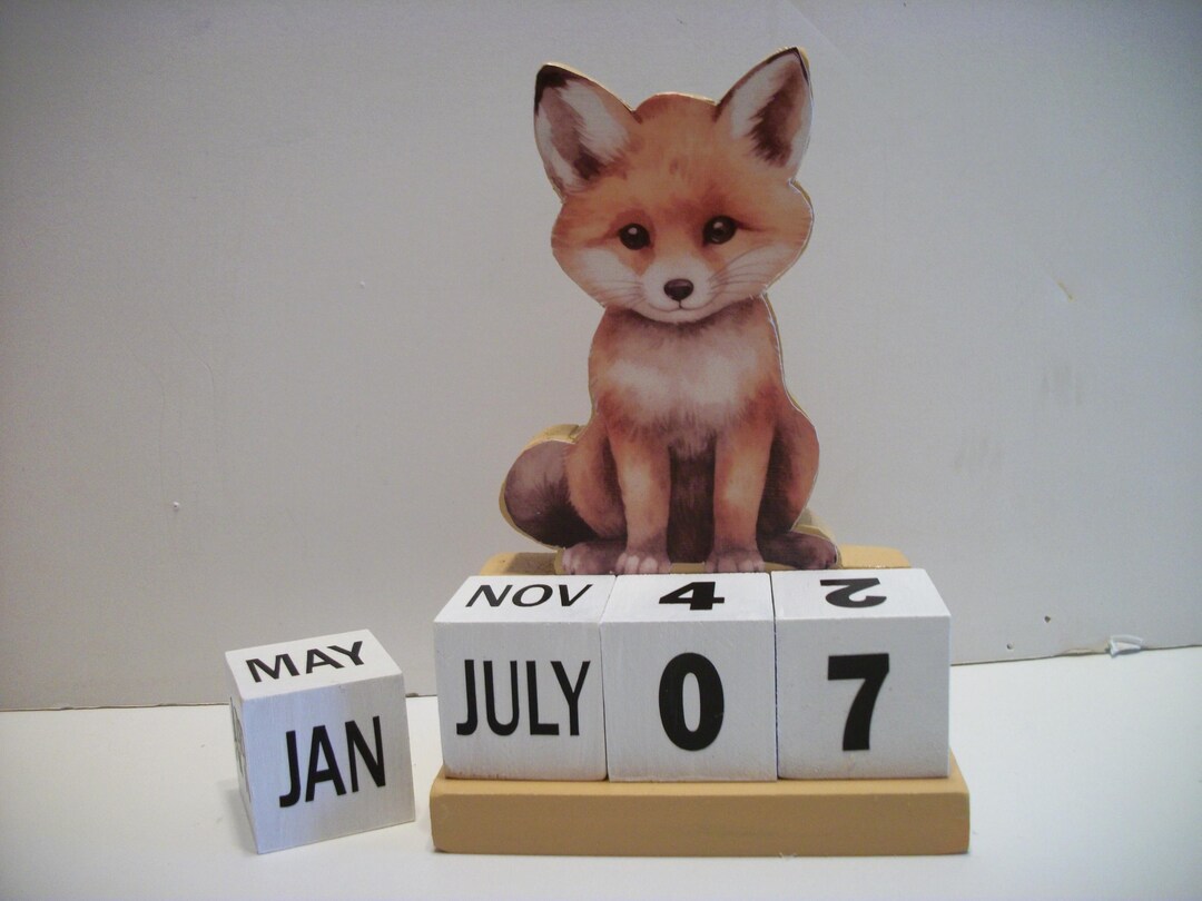 Fox Calendar Perpetual Wood Block Calendar - Etsy