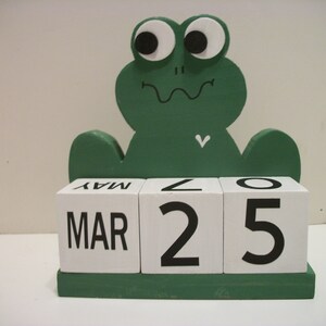 Frog Calendar Perpetual Wood Block Green - Etsy