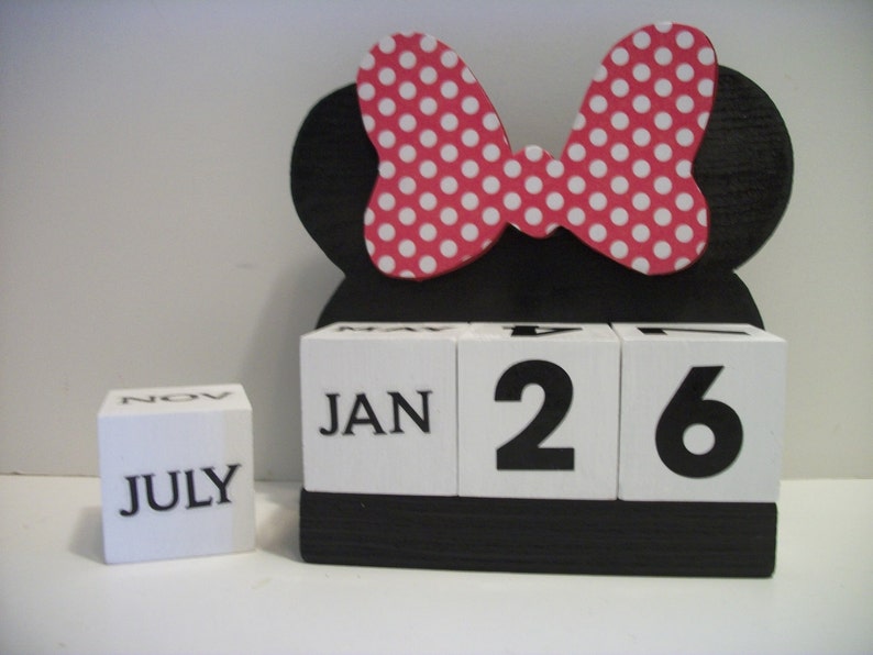 Minnie Mouse Inspired Calendar Perpetual Wood Block Minnie | Etsy