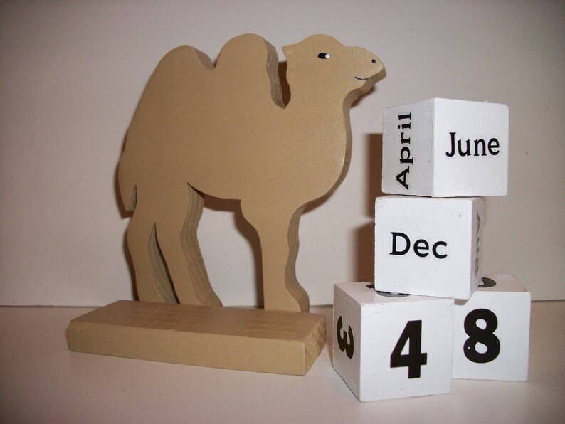 Camel Calendar Perpetual Wood Block Camel Decor | Etsy