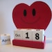 Red Heart Calendar Perpetual Wood Block Calendar Red Smiley - Etsy
