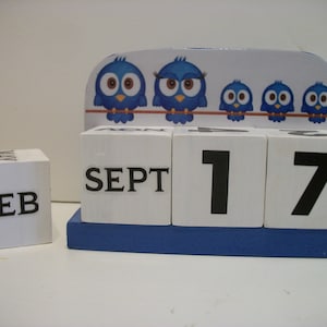 Bird Family Calendar Perpetual Wood Block Bird Decor - Etsy