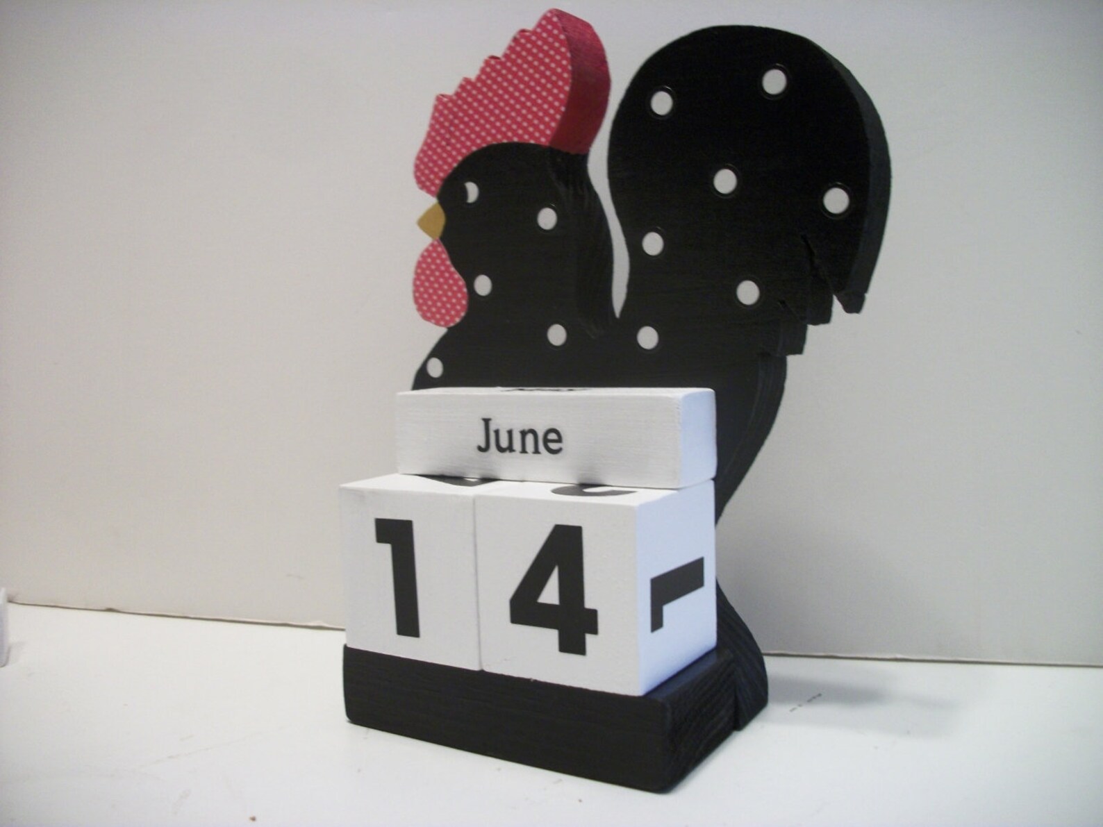 Rooster Calendar Perpetual Wood Block Rooster Chicken Decor - Etsy