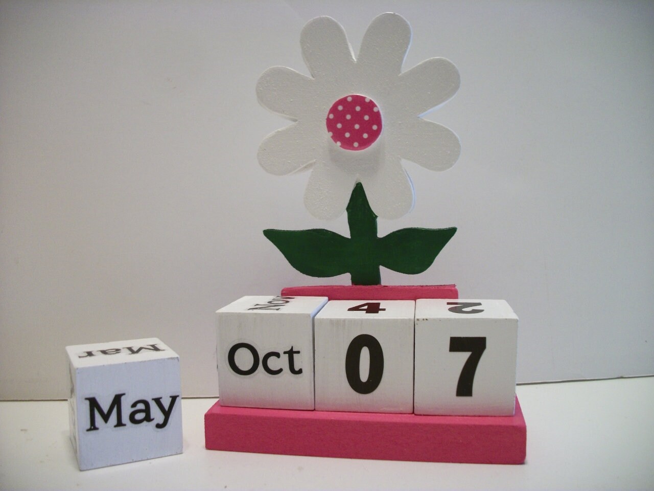 Yellow Flower Calendar Perpetual Wood Block Potted Daisy | Etsy