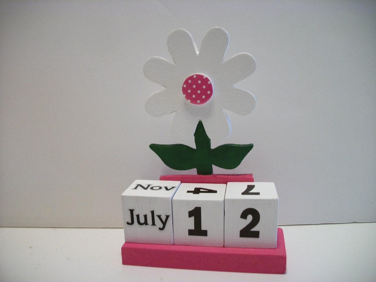 Pink Flower Calendar Perpetual Wood Block Potted Daisy Flower - Etsy
