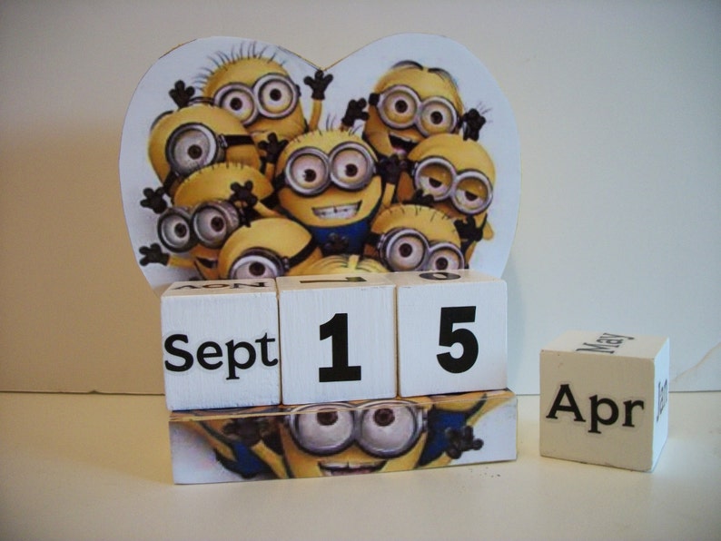 Minions Inspired Calendar Perpetual Wood Block Despicable Me - Etsy