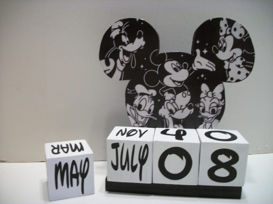 Disney Inspired Calendar Perpetual Wood Block Mickey and Friends Theme ...