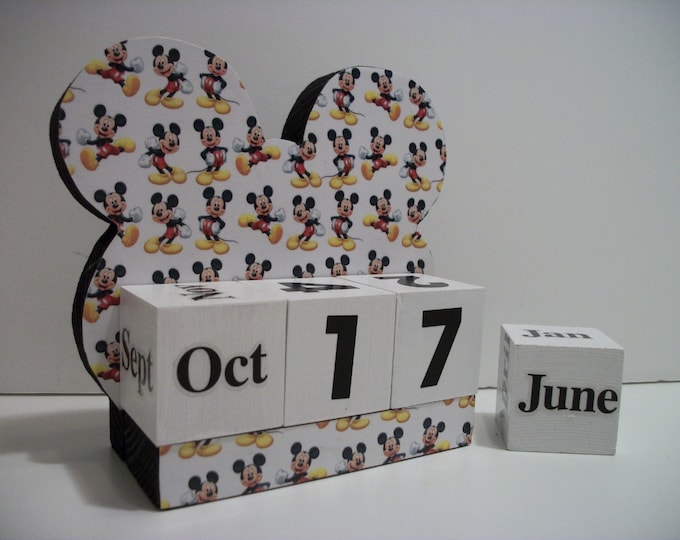Mickey Mouse Inspired Calendar Perpetual Wood Block Mickey Mouse ...