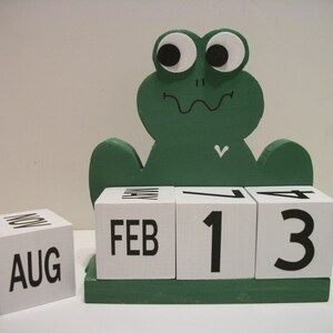 Frog Calendar Perpetual Wood Block Green - Etsy