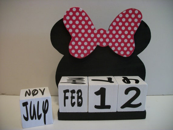 Minnie Mouse Inspired Calendar Perpetual Wood Block Minnie - Etsy