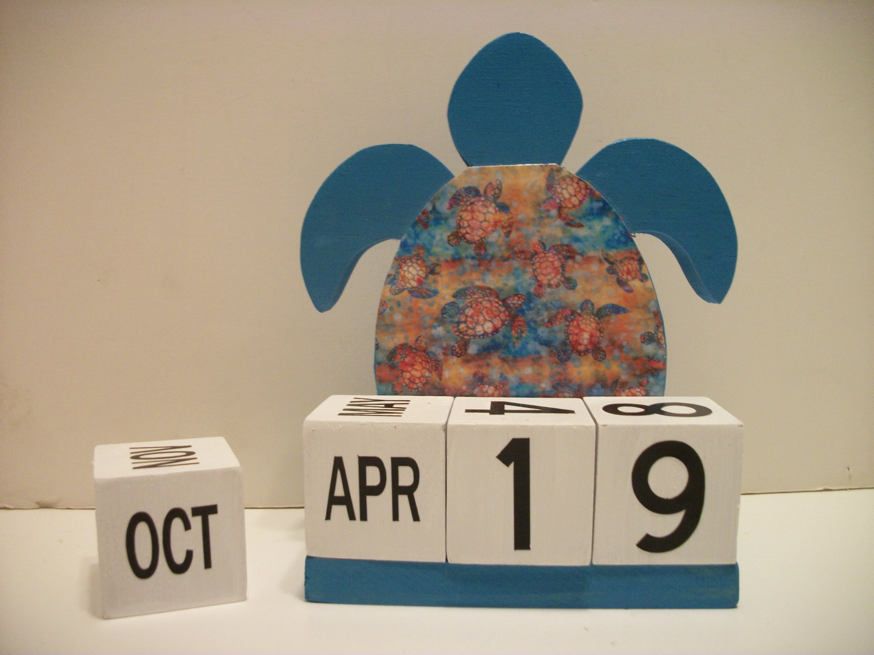 Sea Turtle Calendar Perpetual Wood Block Turtle Decor | Etsy