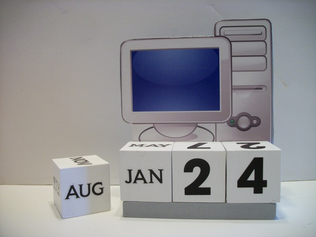 Computer Calendar Perpetual Block Calendar Computer Decor - Etsy