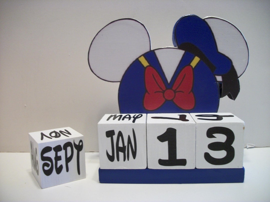Donald Duck Calendar Perpetual Wood Block Donald Duck Inspired Theme ...