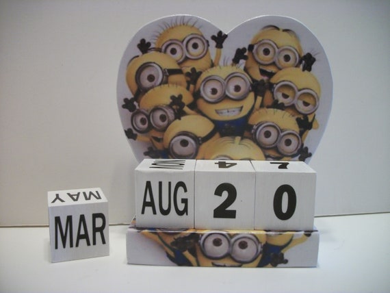 Minions Inspired Calendar Perpetual Wood Block Despicable Me - Etsy