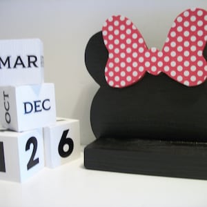 Minnie Mouse Inspired Calendar Perpetual Wood Block Minnie | Etsy
