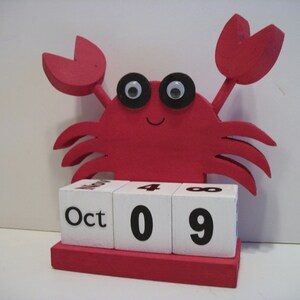 Crab Calendar Perpetual Wood Block Calendar Red Crab Decor - Etsy
