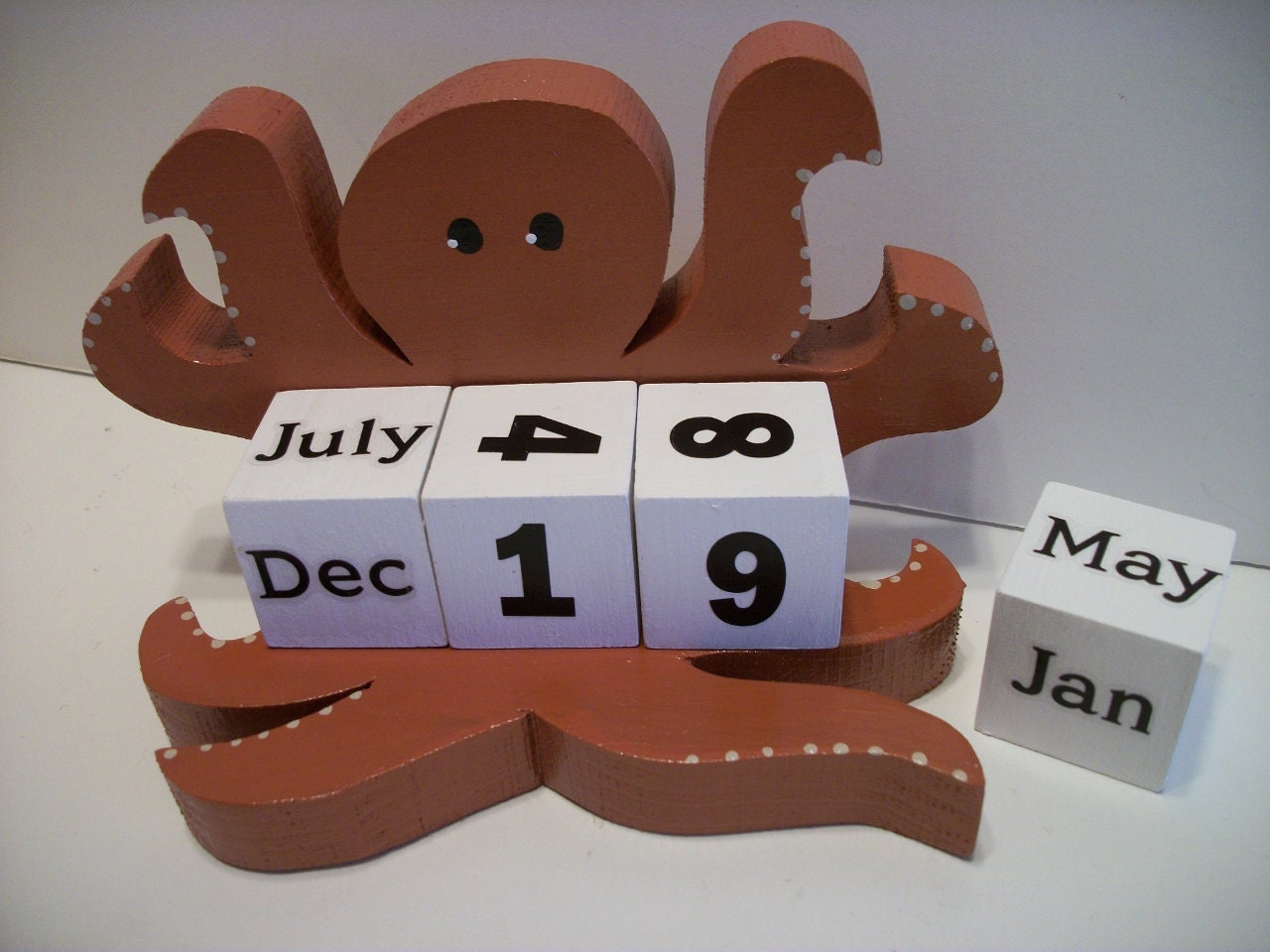 Octopus Calendar Perpetual Wood Block Octopus Decor - Etsy
