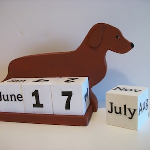 Dachsund Calendar Perpetual Wood Block Calendar Brown - Etsy