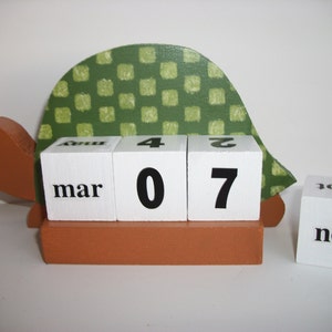 Turtle Calendar Perpetual Wood Block Green Turtle Decor - Etsy