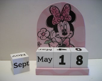 Minnie Mouse Inspired Calendar Perpetual Wood Block Minnie | Etsy