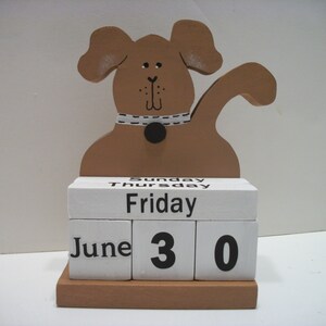 Dog Calendar Perpetual Wood Block Brown - Etsy