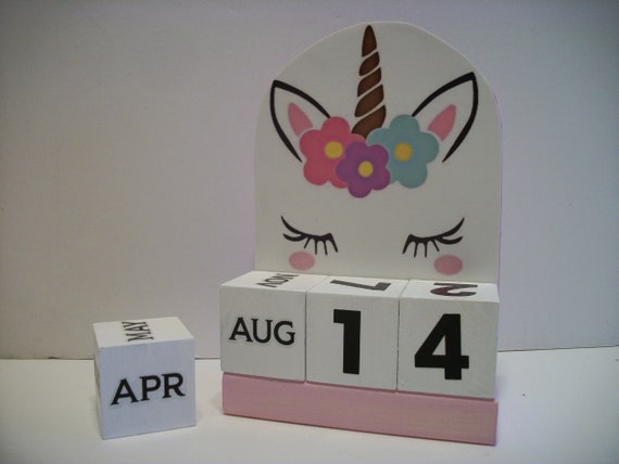 Unicorn Calendar Perpetual Wood Block Unicorn Decor | Etsy