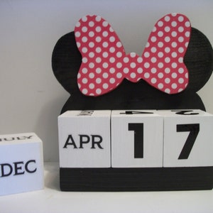 Minnie Mouse Inspired Calendar Perpetual Wood Block Minnie | Etsy