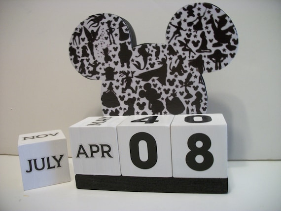 Disney Inspired Calendar Perpetual Wood Block Disnet Ears - Etsy