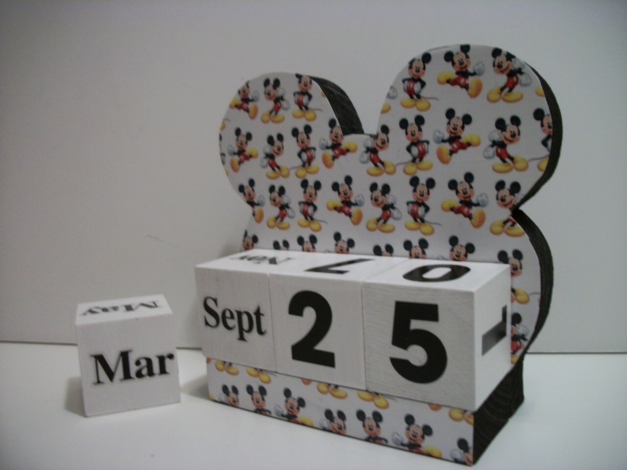 Mickey Mouse Inspired Calendar Perpetual Wood Block Mickey | Etsy