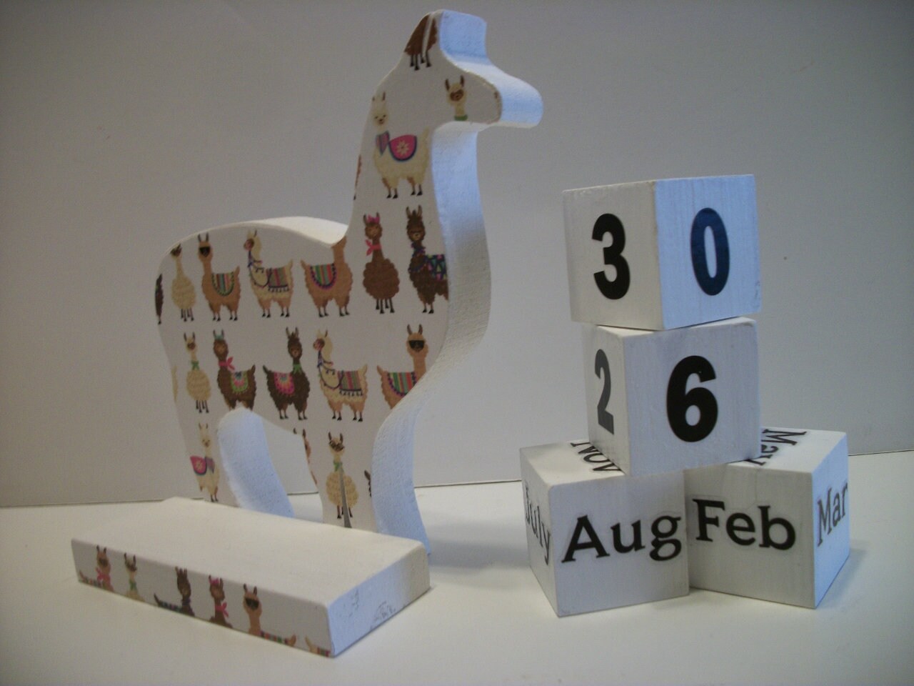Llama Calendar Perpetual Wood Block Llama Decor | Etsy