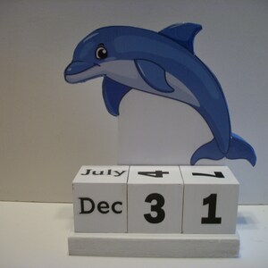 Dolphin Calendar Perpetual Wood Block Dolphin Decor - Etsy